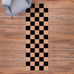 Bilderwelten Kork-Teppich Illustration schwarz weiss Mosaik - Geometrisches Muster Schachbrett Schwarz Wei&szlig; - Deko Wohnzimmer Schlafzimmer