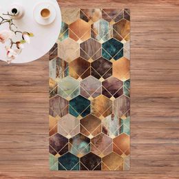 Bilderwelten Kork-Teppich Abstrakt gold originell Aquarell - T&uuml;rkise Geometrie goldenes Art Deco - Geometrisch Wohnzimmer Schlafzimmer