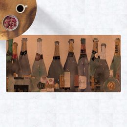 Bilderwelten Kork-Teppich modern gr&uuml;n Kulinarisch Korkmatte - Entkorkt - Champagner - Getr&auml;nke K&uuml;che