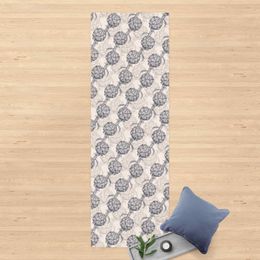 Kork-Teppich - Florale Eleganz Artischocke - Vintage blau Kulinarisch Korkmatte Gem&uuml;se Wohnzimmer Schlafzimmer