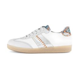 Gabor Damen Sneaker, Gr. 40wei&szlig; kombiniert, Nappaleder, Veloursleder, Reptilienpr&auml;gung, Schuhe, Freizeitschuh, Halbschuh, Schn&uuml;rschuh mit bunten