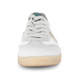 Gabor Damen Sneaker, Gr. 39wei&szlig; kombiniert, Nappaleder, Veloursleder, Reptilienpr&auml;gung, Schuhe, Freizeitschuh, Halbschuh, Schn&uuml;rschuh mit bunten