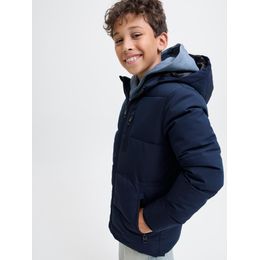 Jack & Jones Jungen Steppjacke "JJEOWEN PUFFER SN JNR", blau, Gr. 140, JACK & JONES JUNIOR, unifarben, Web, Obermaterial: 100% Polyester, Jacken