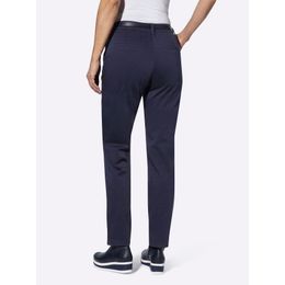 Inspirationen Damen Chinohose, blau, Gr. 22, unifarben, 98% Baumwolle, 2% Elasthan, Hosen