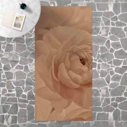 Bilderwelten Kork-Teppich Motiv rosa Korkmatte - Wei&szlig;e Bl&uuml;te im Bl&uuml;tenmeer - Rose Wohnzimmer Schlafzimmer