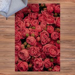 Bilderwelten Kork-Teppich Motiv pink Blumen Korkmatte - Pinke Pfingstrosen - Rose Wohnzimmer Schlafzimmer