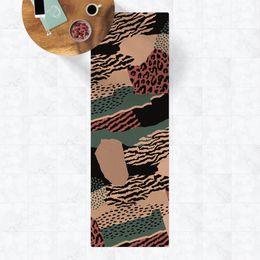 Bilderwelten Kork-Teppich Illustration grau Tiere Korkmatte - Animalprint Zebra Tiger Leopard Asien - Deko Wohnzimmer Schlafzimmer