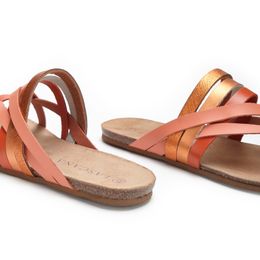 Lascana Damen Zehentrenner "Sommerschuh, offener Schuh, Pantolette, Sandale", Gr. 39orange, Obermaterial: 100% Rindsleder. Decksohle: 100%