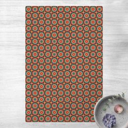 Bilderwelten Kork-Teppich Illustration bunt Fliesenoptik - Orientalisches Muster mit bunten Bl&uuml;ten - Deko Wohnzimmer Schlafzimmer