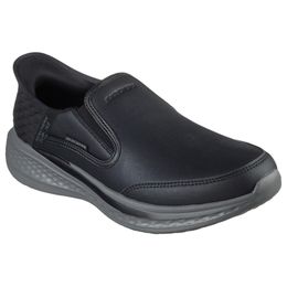 Skechers Herren Slip-On Sneaker "SLADE-", Gr. 48,5, schwarz, Leder, Textil, Schuhe, Slipper, Freizeitschuh, Halbschuh mit Goga Mat Funktion