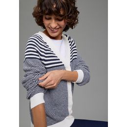 Laura Scott Damen Strickjacke "aus luftiger Baumwoll-Mischung"marine, wei&szlig;, gestreift, Gr. 40, gestreift, Strick, Obermaterial: 50% Baumwolle, 50%