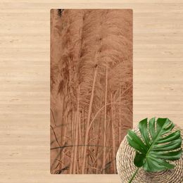 Bilderwelten Kork-Teppich Tropisch beige Korkmatte - Warmes Pampasgras im Sommer - Gr&auml;ser Wohnzimmer Schlafzimmer