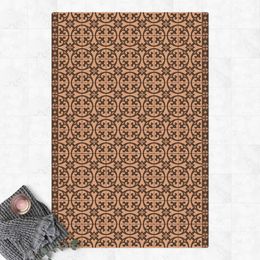 Bilderwelten Kork-Teppich Illustration grau Fliesenoptik - Geometrischer Fliesenmix Kreise Grau - Deko Wohnzimmer Schlafzimmer