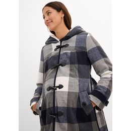 bonprix Damen Umstandsjacke "Woll-Umstandsjacke mit Teddyfutter / Tragejacke", blau, Gr. 42, kariert, Web, Obermaterial: 95% Polyester, 5% sonstige