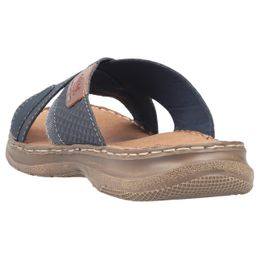 Rieker Herren Pantolette, Gr. 44, blau, Lederimitat, Textil, Schuhe, Sommerschuh, Schlappen, Poolslides mit weicher Innensohle
