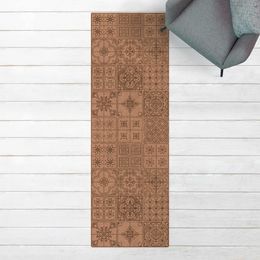 Bilderwelten Kork-Teppich Illustration grau Fliesenoptik - Fliesenmuster Coimbra grau - Deko Wohnzimmer Schlafzimmer