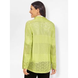 Inspirationen Damen Strickjacke, gr&uuml;n, Gr. 38, unifarben, 60% Baumwolle, 40% Viskose, Strickjacken