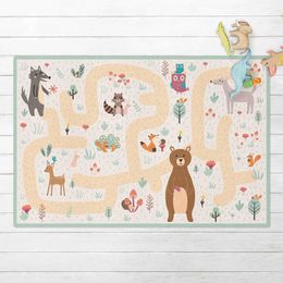 Bilderwelten Kork-Teppich Illustration bunt Tiere Korkmatte - Waldtiere - Freunde auf dem Waldweg - Deko Kinderzimmer Baby M&auml;dchen Jungen