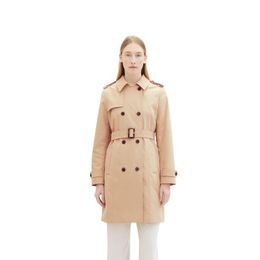 Tom Tailor Damen Langmantel, beige, Gr. XXL, unifarben, Stoff, Obermaterial: 100% Polyester. Futter: 100% Polyester, M&auml;ntel, mit doppelter Knopfleiste