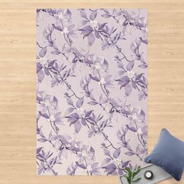 Kork-Teppich - Romantisches Bl&uuml;tenaquarell Natur Flieder - Illustration violett Aquarell Deko Wohnzimmer Schlafzimmer