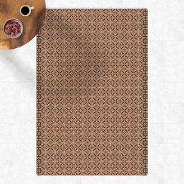 Bilderwelten Kork-Teppich Illustration grau Fliesenoptik - Geometrischer Fliesenmix Bl&uuml;te Grau - Deko Wohnzimmer Schlafzimmer