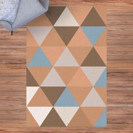 Bilderwelten Kork-Teppich Illustration blau Korkmatte - Geometrisches Muster gekippte Dreiecke Blau - Geometrisch Wohnzimmer Schlafzimmer