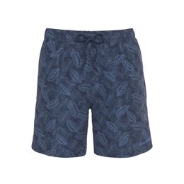 Bruno Banani Herren Badeshorts, blau, Gr. L, bedruckt, Recycling-Polyester, Badehosen, mit floralem Design