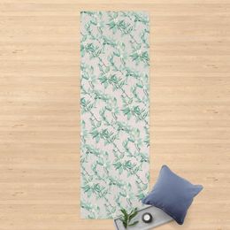 Bilderwelten Kork-Teppich Illustration t&uuml;rkis Aquarell - Romantisches Bl&uuml;tenaquarell Natur Mint - Deko Wohnzimmer Schlafzimmer