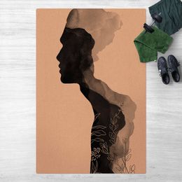 Bilderwelten Kork-Teppich modern schwarz weiss originell Aquarell - Er - Deko Wohnzimmer Schlafzimmer