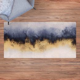 Bilderwelten Kork-Teppich Abstrakt gold originell Aquarell - Wolkenhimmel mit Gold - Deko Wohnzimmer Schlafzimmer