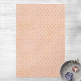 Bilderwelten Kork-Teppich Illustration beige Korkmatte - Rosa Punkte auf heller Schraffur - Punkte Wohnzimmer Schlafzimmer