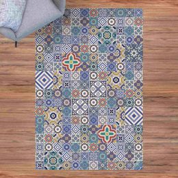 Bilderwelten Kork-Teppich Illustration blau Fliesenoptik - Fliesenspiegel - Aufw&auml;ndige Portugiesische Fliesen - Geometrisch Wohnzimmer Schlafzimmer