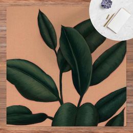 Bilderwelten Kork-Teppich Tropisch gr&uuml;n originell Korkmatte - Ficusbl&auml;tter - Pflanzen Wohnzimmer Schlafzimmer