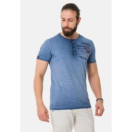 Cipo & Baxx CIPO & BAXX Herren T-Shirt "T-Shirt", blau, Gr. S, bedruckt, 95% Baumwolle, 5% Elasthan, Shirts, mit Knopfleiste