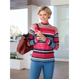 Casual Looks Damen Stehkragenshirt "Druck-Shirt", blau, Gr. 46, bedruckt, gemustert, mehrfarbig, 95% Viskose, 5% Elasthan, Shirts