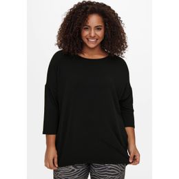 Only CARMAKOMA Damen 3/4-Arm-Shirt "CARLAMOUR", schwarz, Gr. M, Jersey, Obermaterial: 65% Polyester, 30% Viskose, 5% Elasthan, Shirts, aus weichem