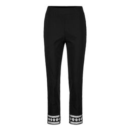 GOLDNER Damen Schlupfhose "Kurzgr&ouml;&szlig;e Freizeithose LOUISA mit Spitzenabschluss", schwarz, Gr. 23, Obermaterial: 66% Viskose CV. 31% Polyamid PA. 3%