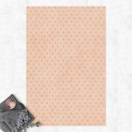 Kork-Teppich - Rosa Punkte auf heller Schraffur - Illustration beige Korkmatte Punkte Wohnzimmer Schlafzimmer