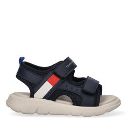Tommy Hilfiger M&auml;dchen Sandale, Gr. 26, blau, Synthetik, Textil, Schuhe, Trekkingsandale, Sommreschuh mit Klettverschluss