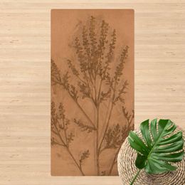 Bilderwelten Kork-Teppich Vintage beige Korkmatte - Vergoldetes Blattwerk - Gr&auml;ser Wohnzimmer Schlafzimmer
