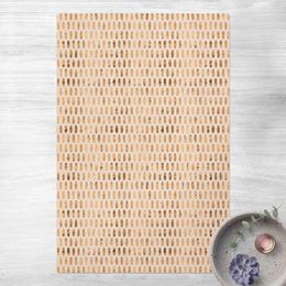 Bilderwelten Kork-Teppich Abstrakt beige Korkmatte - Goldene Ovale auf Hellbeige - Deko Wohnzimmer Schlafzimmer