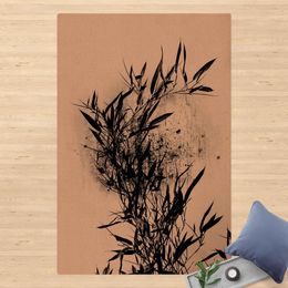Bilderwelten Kork-Teppich modern schwarz weiss Natur Korkmatte - Grafische Pflanzenwelt - Schwarzer Bambus - Bambus Wohnzimmer Schlafzimmer