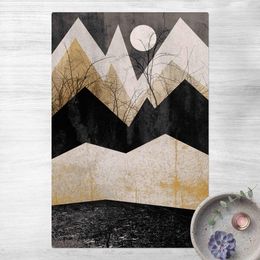 Kork-Teppich - Goldene Berge &Auml;ste - Abstrakt gold originell Aquarell Deko Wohnzimmer Schlafzimmer