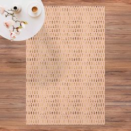 Bilderwelten Kork-Teppich Abstrakt beige Korkmatte - Goldene Ovale auf Altrosa - Deko Wohnzimmer Schlafzimmer