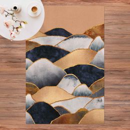 Bilderwelten Kork-Teppich Abstrakt gold originell Aquarell - Goldene Berge &Auml;ste - Deko Wohnzimmer Schlafzimmer