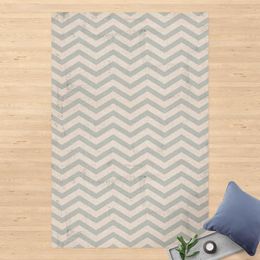 Bilderwelten Kork-Teppich Abstrakt blau Korkmatte - Mintblauer Zick Zack mit Schraffur - Streifen Wohnzimmer Schlafzimmer