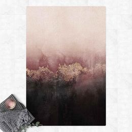 Bilderwelten Kork-Teppich Abstrakt rosa originell Aquarell - Goldene D&auml;mmerung Rosa - Deko Wohnzimmer Schlafzimmer