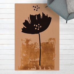 Bilderwelten Kork-Teppich modern gold Blumen Korkmatte - Goldene Mohn Blume - Deko Wohnzimmer Schlafzimmer