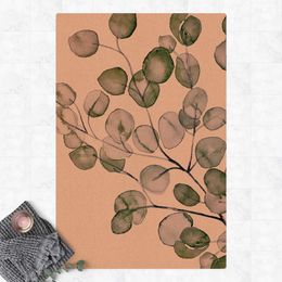 Bilderwelten Kork-Teppich Tropisch gr&uuml;n originell Aquarell - Gr&uuml;nes Aquarell Eukalyptuszweig - Pflanzen Wohnzimmer Schlafzimmer