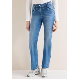 Cecil Damen Slim-fit-Jeans, blau, Gr. 30, unifarben, Jeans, 78% Baumwolle, 20% Polyester, 2% Elasthan, Jeans, aus Baumwolle mit Stretchanteil
